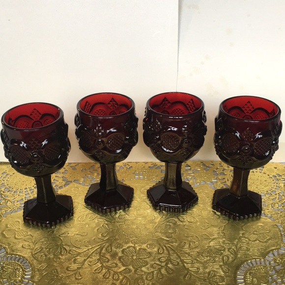 Avon | Dining | Vintage Avon Cape Cod Ruby Red Collection 4 Wine ...
